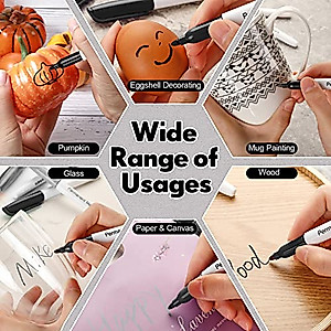 Yahenda 240 Pack Permanent Markers Bulk Black Permanent Marker Set Fine Point Marker Pens Waterproof Markers Work on Wood, Metal, Plastic, Stone, Glass