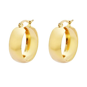 Edforce Stainless Steel Wide Large Rounded Hoop Earrings for Women (Gold, 20)