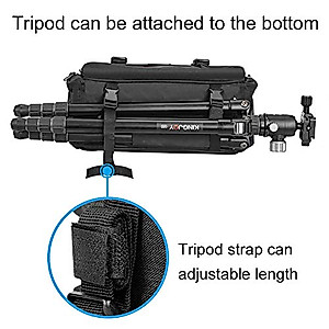 CADeN Camera Bag Case Shoulder Messenger Bag with Tripod Holder Compatible for Nikon, Canon, Sony, DSLR SLR Mirrorless Cameras Waterproof (Black, Small)