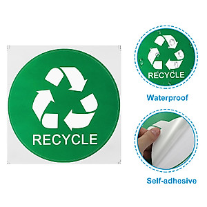 PATIKIL Trash Recycle Sticker, 6 Pcs 5" Dia Recycle Sign Decal Symbols Sticker Recycling Label for Trash Can Waste Management in Kitchens, Offices, Public Spaces