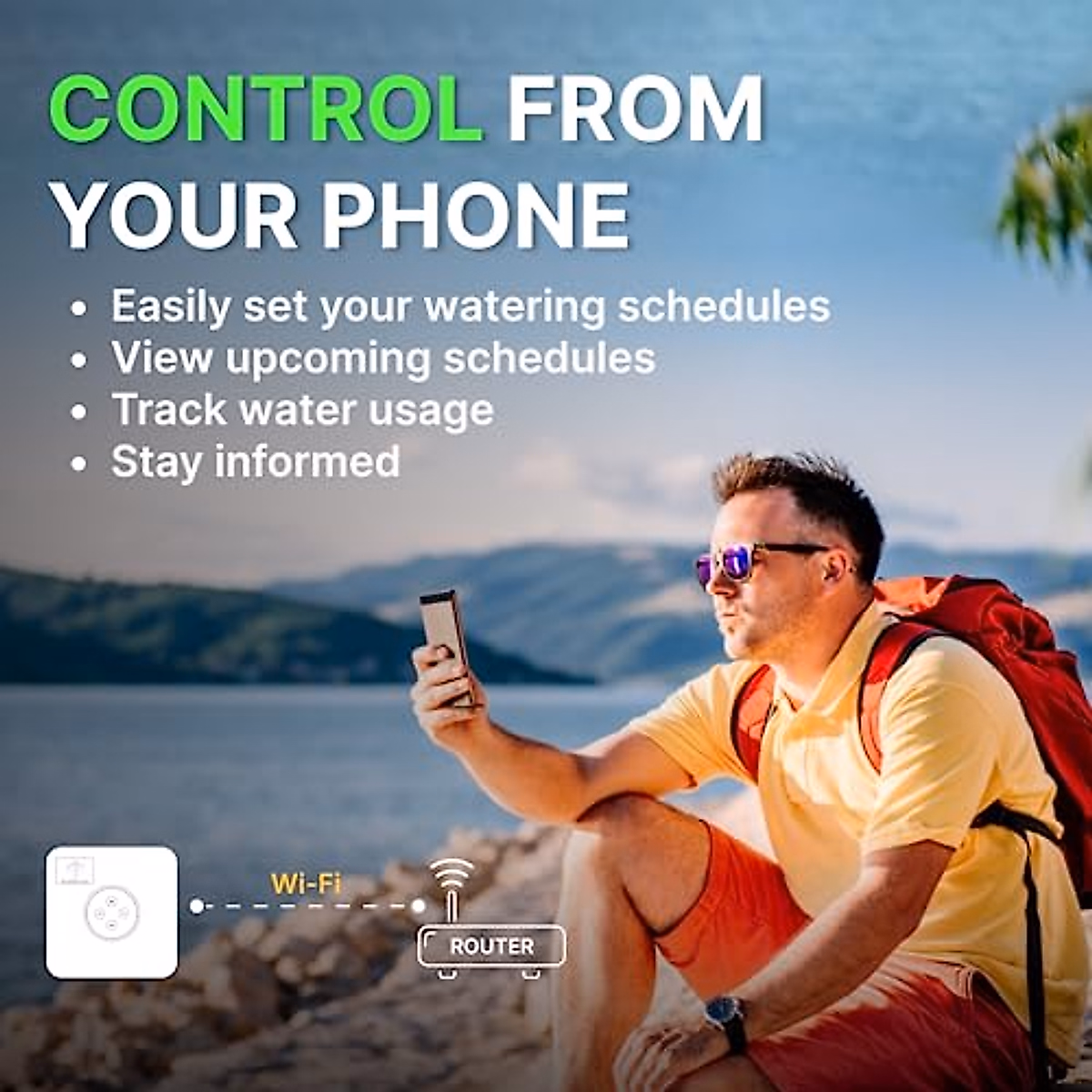 ImoLaza Smart Sprinkler Controller Evapotranspiration Master: 8 Zones WiFi Irrigation Controller with Automated Watering and App Control, Save Water Through Rain, Freeze, Wind and Saturation Skip