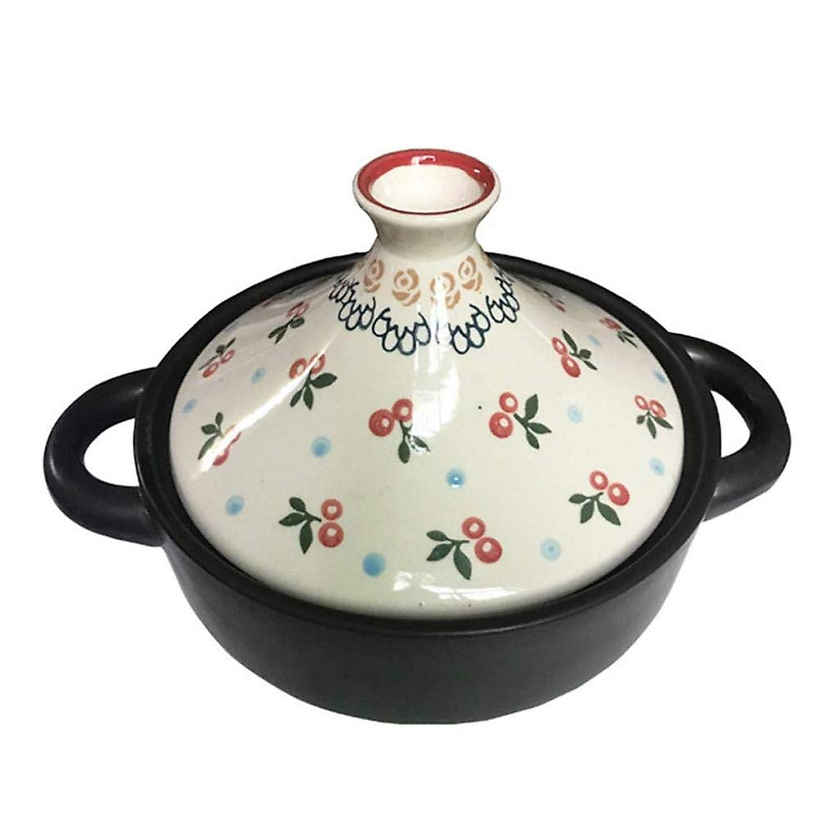 MYYINGBIN Ceramics Casserole with Lid Handles, Tagine Cooking Pot High Temperature Pots and Pan, Housewarming Gift, A