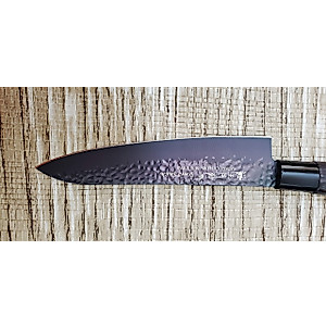 Satake Made in Japan Traditional Hammered Black Rust Resistant Molibdenium, Titanium Coated Chef's Knife (806-039 Santoku Blade 170mm)