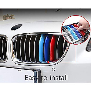 TOPGRIL M-Colored Stripe Grille Insert Trims M Sport Grille Insert Trim Strips For 2011-2013 BMW F10 F11 5 Series 528i 535i 550i Kidney Grills (12 Beams ONLY,Not For 10-Beam)