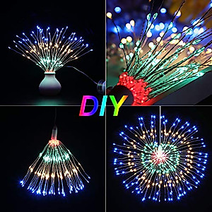 4 Pieces Firework Lights LED String Lights Fairy Decorative Twinkle Starburst Lights with Remote Control for Patio Party Indoor Home Decoration