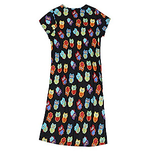 Zando Plus Size Nightgowns for Women Cotton Pajamas Soft Sleep Shirts Short Sleeve Night Gown Cute Girls Nightgowns Printed House Dress Night Shirts for Women Sleepwear Black Owls Large
