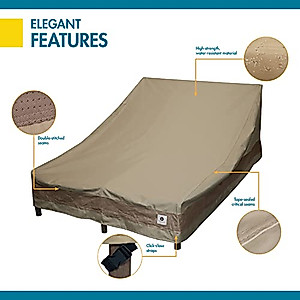 Duck Covers Elegant Waterproof 82 Inch Double Wide Patio Chaise Lounge Cover, Patio Furniture Covers, Swiss Coffee
