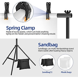 EMART Backdrop Stand,10x8ft Adjustable Photo Background Stand for Parties Photography, Back Drop Stand Banner Background Holder Support System Kit for Photoshoot Video Studio, Birthday