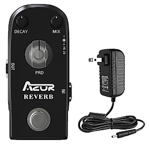 AZOR Pedal Power Adapter with Digital Reverb Guitar Effect Pedal Plate Reverb Hall and Church,Space Guitar Effect with True Bypass Aluminum Alloy