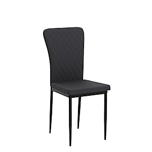 FENZARD Set of 6 Living Room Chairs Dining Chairs with Velvet, High Back, Metal Frame and Modern Lattice Design for Living Room, Dining Room,Black