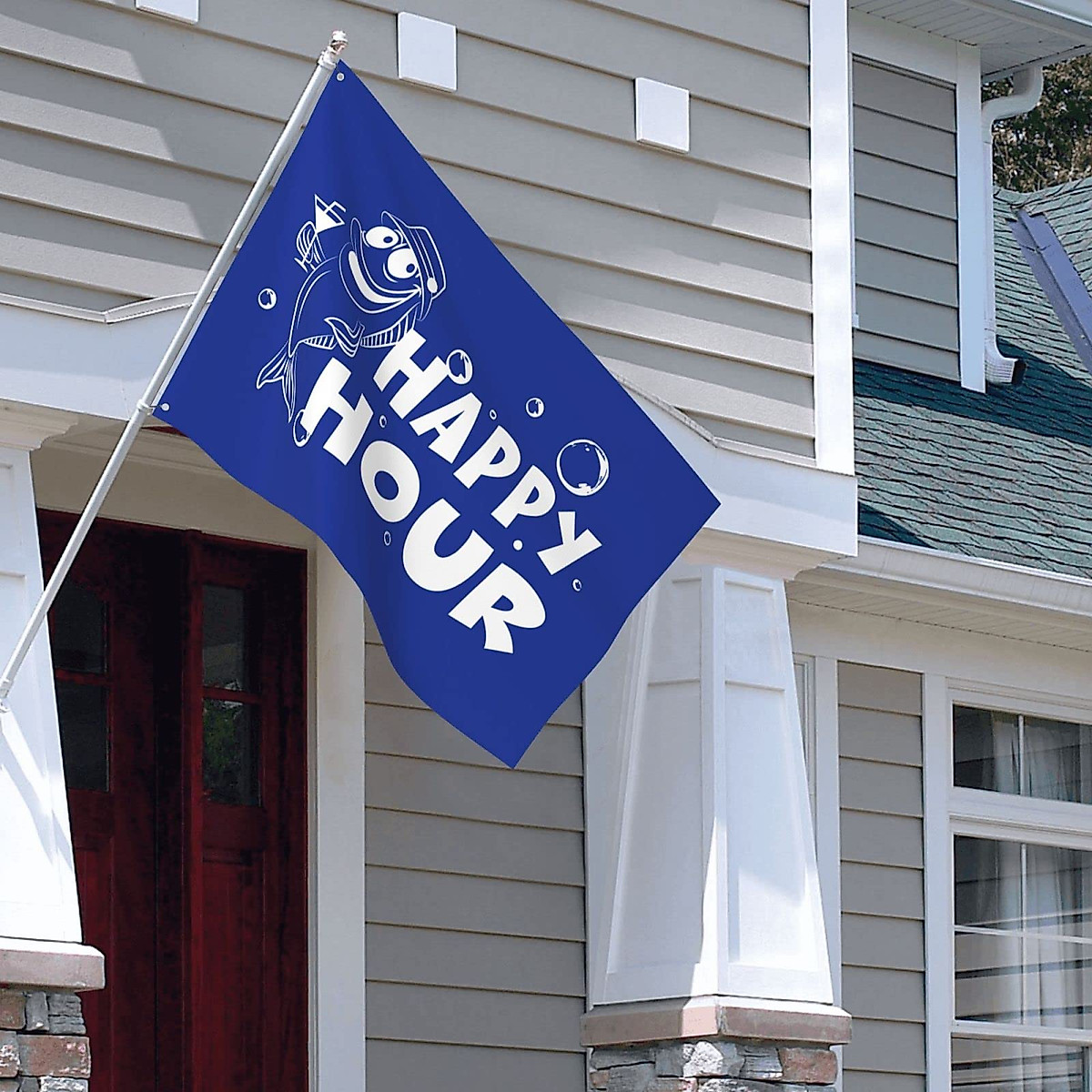 Funny Dorm Flags Happy Hour Fish Royal Flag Bar Stuff For Man Cave Stuff For Your Room (Size : 60X90CM)