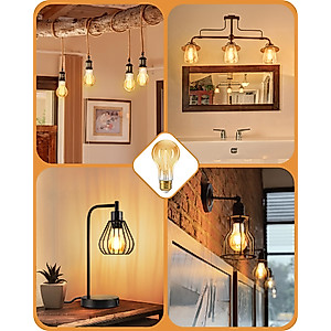 EDISHINE Vintage LED Edison Bulbs 8W, 60W Equivalent, 2200K Amber Warm Light, ST58 Antique Edison Light Bulb with 80+ CRI, A19 Dimmable Light Bulbs, 700LM, E26 Medium Base, 6 Pack