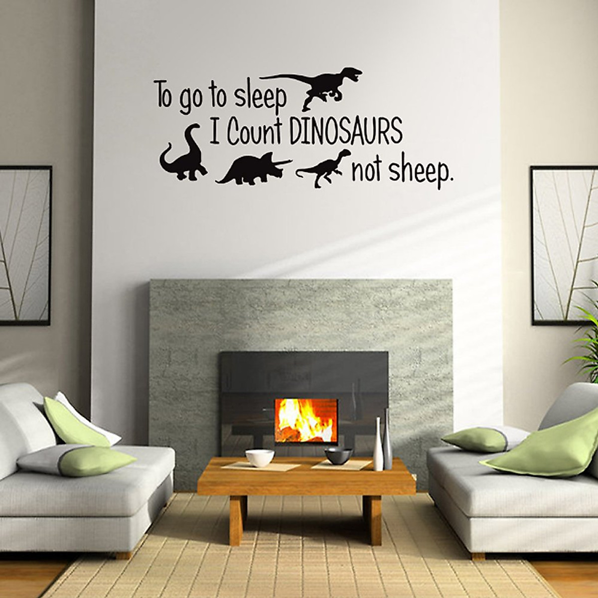 to Go to Sleep I Count Dinosaurs Not Sheep Vinyl Wall Decals Kids Room Bedroom Nursery Cartoon Wall Art Home Decor Stickers
