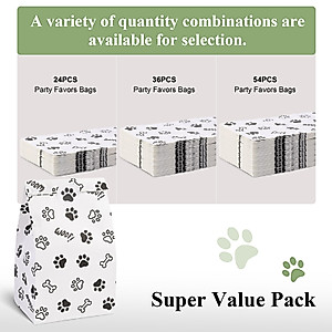 VGOODALL 24PCS Paw Print Treat Bags, 4.7"x 3.1"x 8.7" Puppy Dog Paw Print Gift Bags Black White Dog Paw Party Favors Bags for Girl Boy Baby Shower Birthday Party