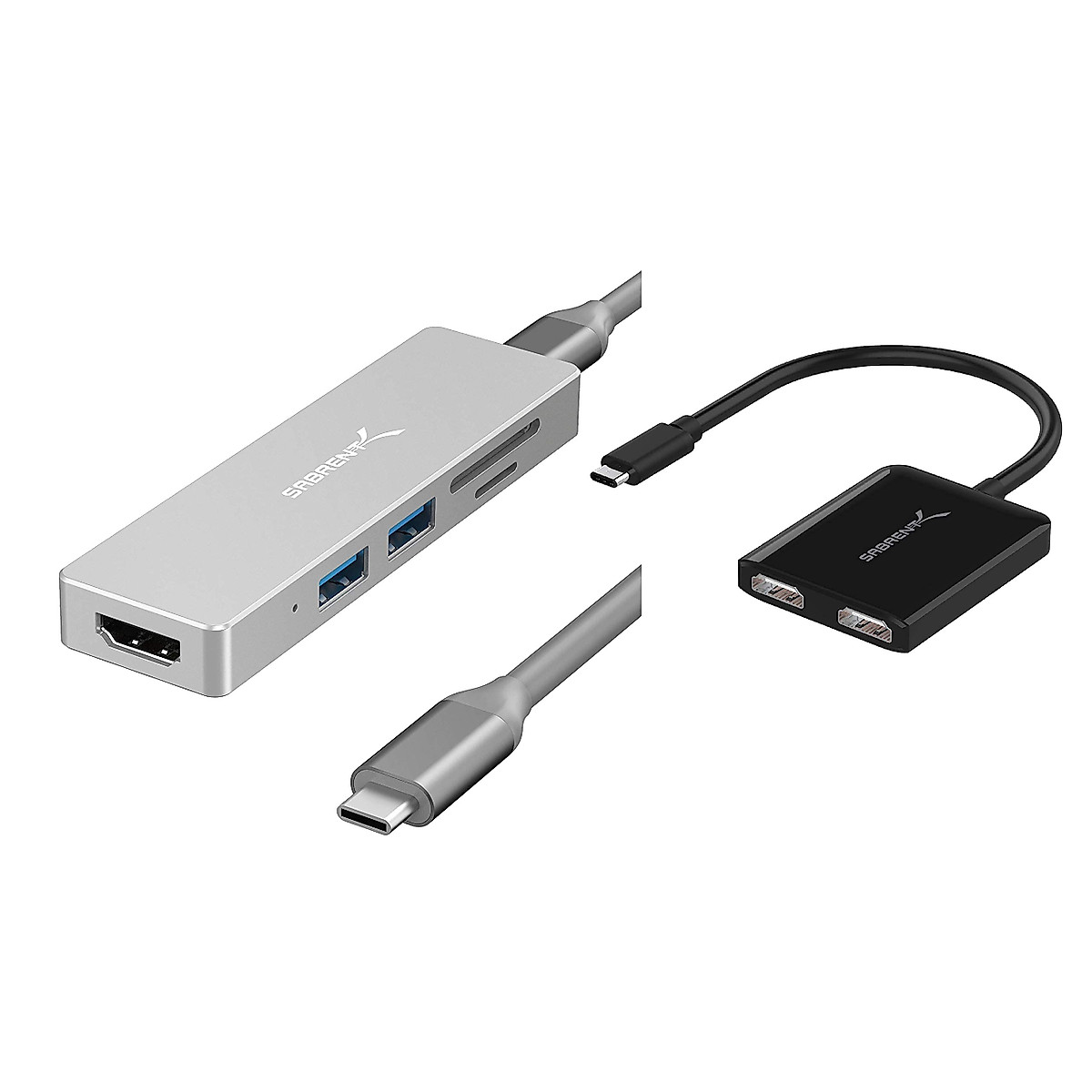 Sabrent 5 in 1 USB C Multi-Port HUB + USB Type-C Dual HDMI Adapter