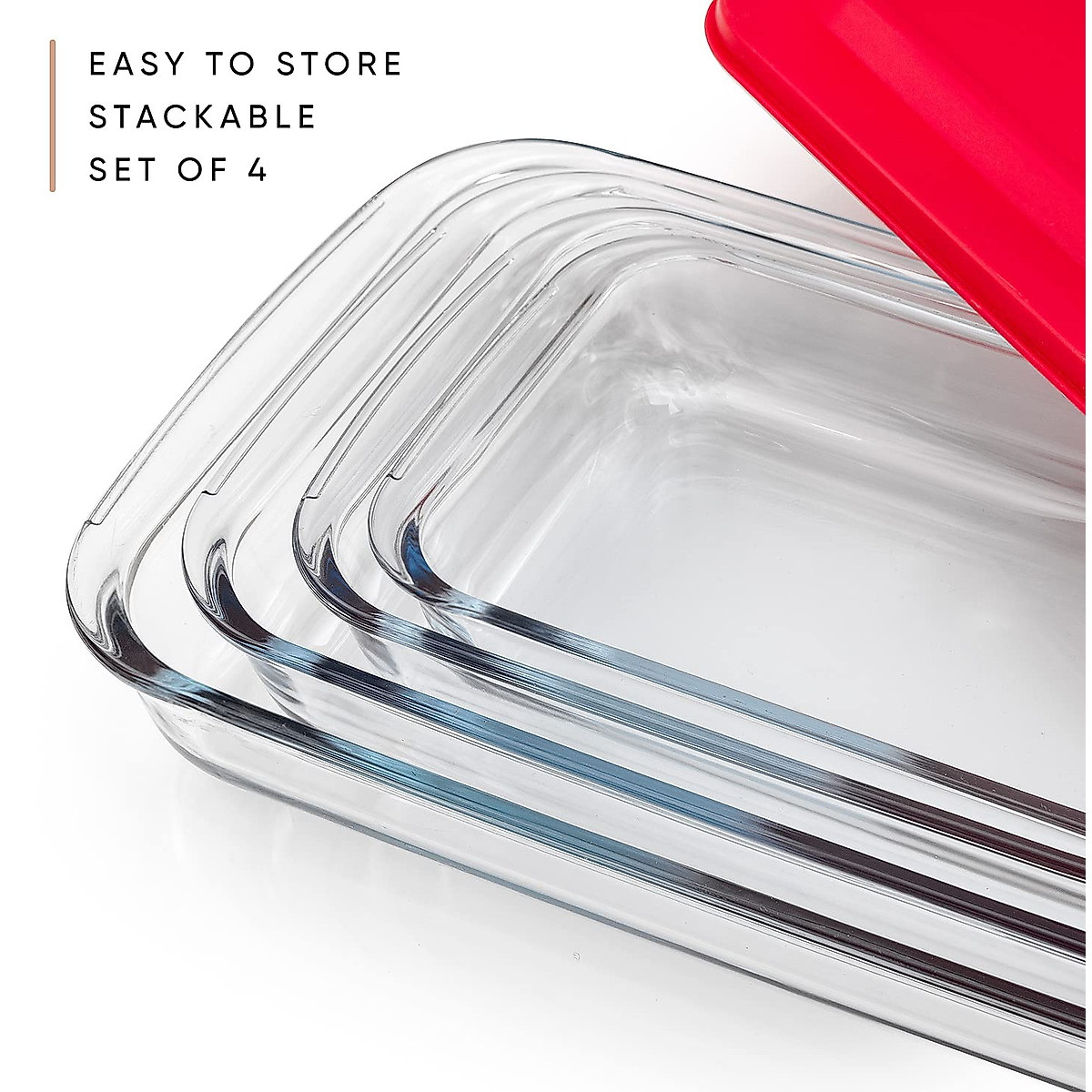 JoyFul by JoyJolt 8pc Glass Bakeware Set. 4x Baking Pan Dishes and 4x Baking Dish Lids for Kitchen Storage, Deep Baking Sheet, Oven Tray, Rectangle Casserole Dish, Lasagna Pans, Cake Baking Sheets