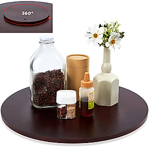 2 Pcs 21 Inch Lazy Susan Organizer Pine Wood Lazy Susan for Table Round Large Lazy Susan Turntable Rotating Dining Room Turntable Spinning Table Tray for Kitchen Cabinet Countertop Storage, Dark Brown