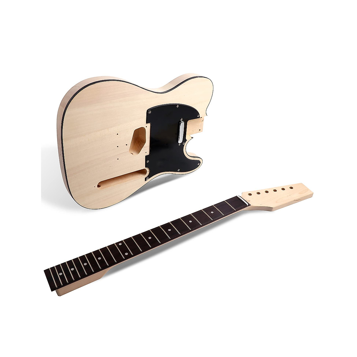 Sunsmile DIY Electric Guitar Kit Tele Style Guitar Kits Beginner Kits with Basswood Body Hard Maple Neck Chrome Hardware Right Handed Build Your Own Guitar.