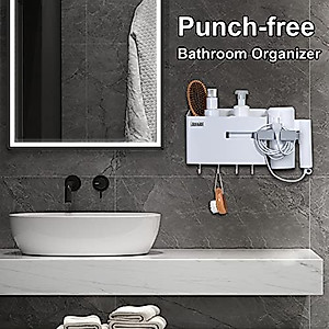 Hair Dryer Holder Wall Mounted, Hair Tools and Styling Organizer for Bathroom , Bathroom Supplies Storage Vanity Caddy for Blow Dryer Curling Wand Hair Straightener Brushes