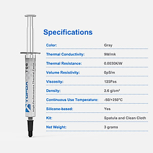 Thermal Paste, Heatsink Paste, Thermal Compound Paste for CPU Coolers GPU IC Processor High Performance CPU Thermal Paste 3g