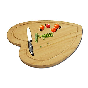 BESTONZON Heart-Shaped Bamboo Cutting Board - Cheese Board Salad Plate Dinner Plate Cake Plate - Miniature Cutting Board - Brown