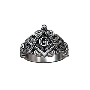 Freemasons Square And Compass Pattern Ring Master Mason Symbol With Engraved Letter Of Providence Handmade Statement Initiation Symbol Vintage Masonry Signet Ring 925 Silver Oxidase