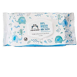 Amazon Brand - Mama Bear 99% Water Baby Wipes, Hypoallergenic, Fragrance Free,72 Count (Pack of 6)