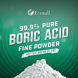 Ecoxall Boric Acid Fine Powder - 5 Pound - 99.9% Pure Fine Powder - Highly Effective Multipurpose Cleaner - Used as a Kitchen Cleaner, Laundry Stain Remover and Deodorizer - Industrial Grade Strength
