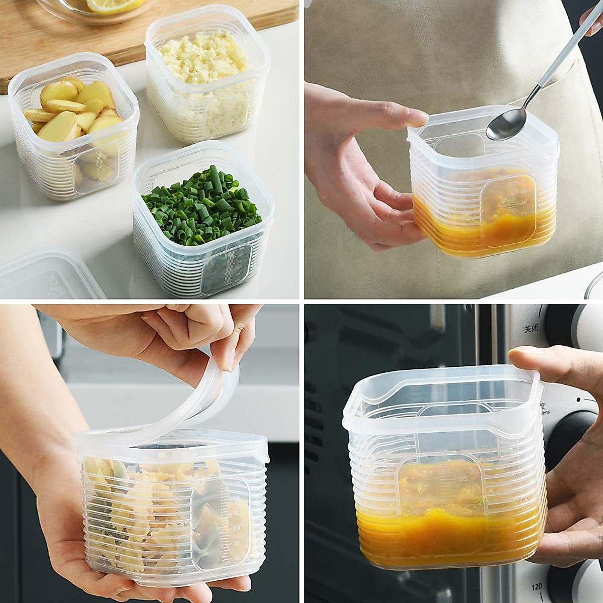 Sel natural Food Storage Containers with Lids Airtight,Plastic Reusable Fresh Produce Fruit Storage Organizer Storage Bin with 6 detachable small boxes for Storing Fish, Meat, Vegetables