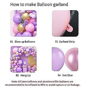 Purple and Pink Balloon Arch Kit, Pink Purple Gold Balloons Garland Kit with Butterfly Sticker for Purple Theme Birthday Party Bridal Wedding Decorations Baby Shower for Girl Women