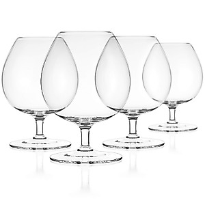 Luxbe - Brandy & Cognac Crystal Glasses Snifter, Set of 4 - Large Handcrafted - 100% Lead-Free Crystal Glass - Great for Spirits Drinks - Bourbon - Wine - 25.5-ounce