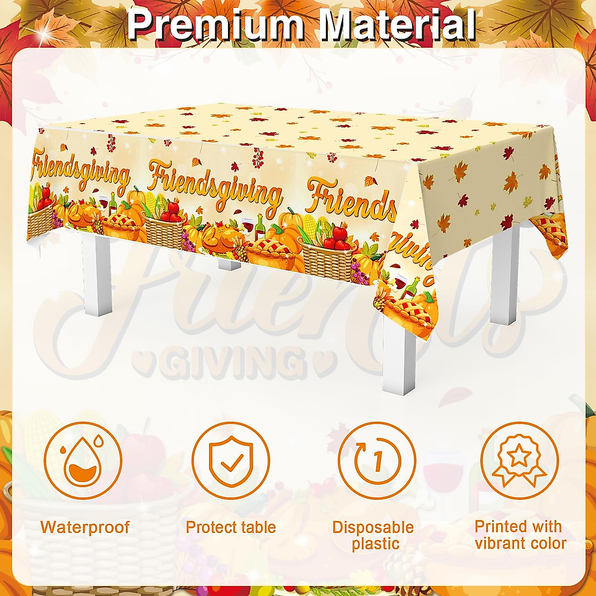 99 Pcs Friendsgiving Party Decorations, Friendsgiving Decorations Tableware Set Includes Happy Friendsgiving Banner, Friendsgiving Tablecloth, Friendsgiving Plates And Napkins Sets for 24 Guests