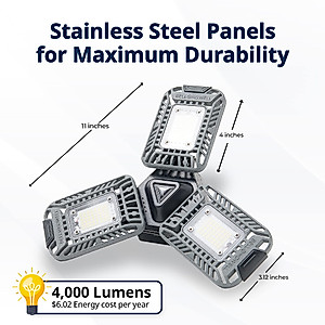 Bell+Howell Triburst Motion Sensor Technology, ASON TV 4000 Lumens / 6500 Kelvin Indoor, Ultra Bright Lighting with 144 LED Bulbs and Multi-Directional Triple Panel Bedroom, Garage, Ceiling Light