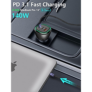165W USB C Car Charger Adapter,GOUNULI Super Type C Car Charger Fast Charging PD3.1 140W PD3.0 100W Car Phone Charger Fast Charge for iPhone15 Pro Samsung S22 S21 iPad MacBook pro Laptop Steam Deck