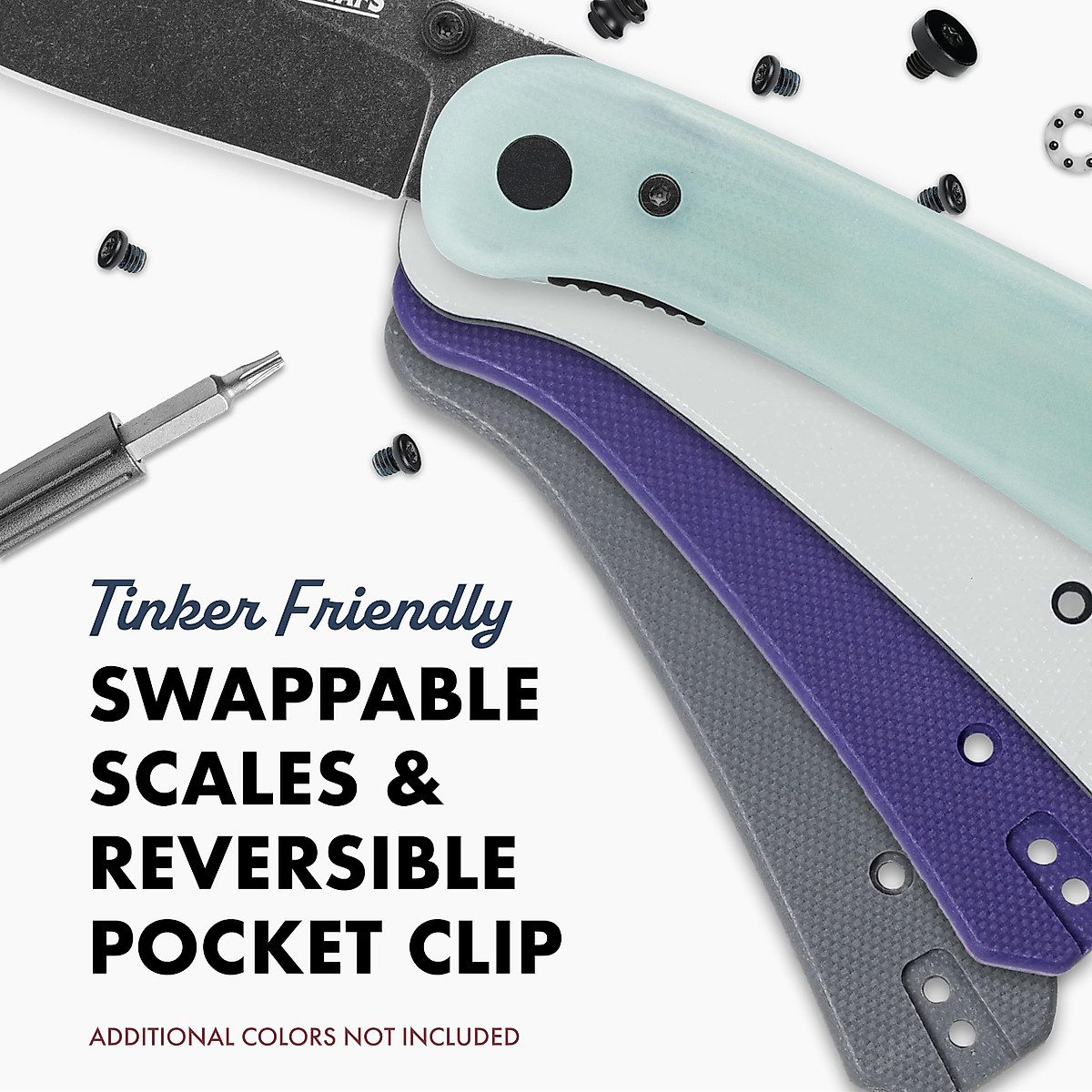 Knafs - Lander 1 EDC Folding Pocket Knife - Contoured Natural G10 Handles - Black Titanium Coated 14C28N Blade Steel