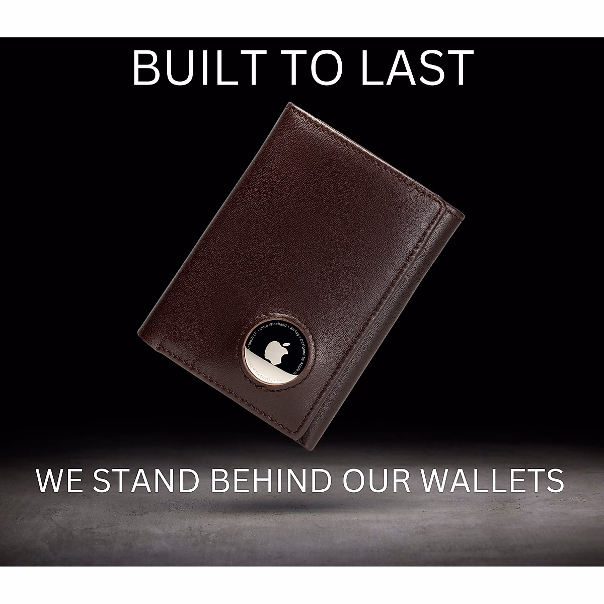 Stealth Mode Men's Leather Trifold Wallet with Airtag Holder and RFID Blocking (Coffee)