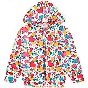 Popshion Baby Girl Jacket Heart Zip up Cute Sweatshirt Kids Warm Coats light Spring Outerwear Toddler Girls Valentine's Day Hoodie 5t