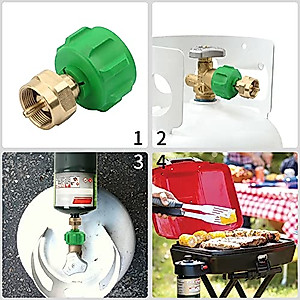 SILATU Propane Refill Adapter - LP Gas Cylinder Tank Coupler to 1LB Throwaway Disposable Propane Bottle, Green