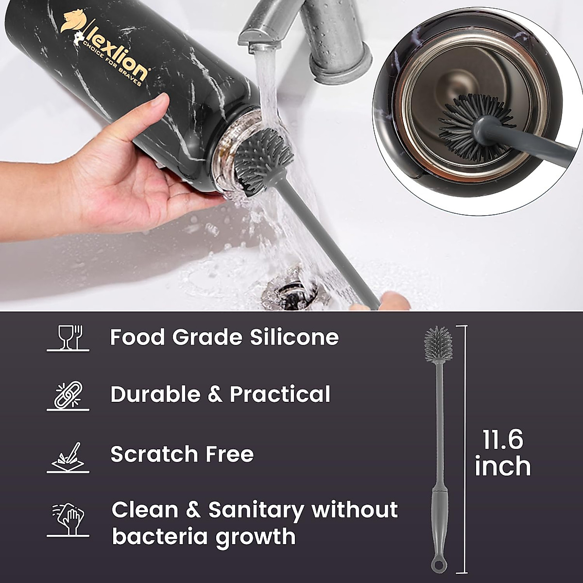 Lexlion Tea Infuser Bottle - Fruit Infuser Water Bottle 32 Oz, Triple Walled Insulated Stainless Steel Bottle, Thermal Leaf Infuser, Silicone Sleeve, 3 Lids Leakproof, Metal Mug Gallon