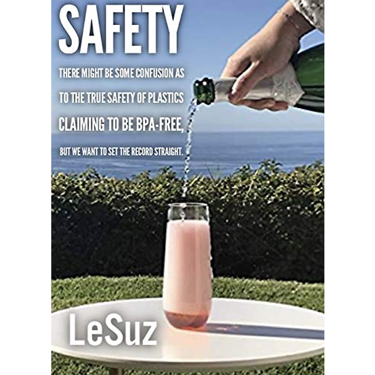 LeSuz 100% Tritan Plastic Champagne Stemless Flutes. Set of 6, 12oz. Shatterproof, BPA-FREE, Dishwasher Safe, Long Lasting Stemless Champagne Flute. Better than Champagne Glasses. Mimosa Flutes.