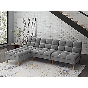 Gold Sparrow Bovey Convertible Sofa Bed Sectional, Fog