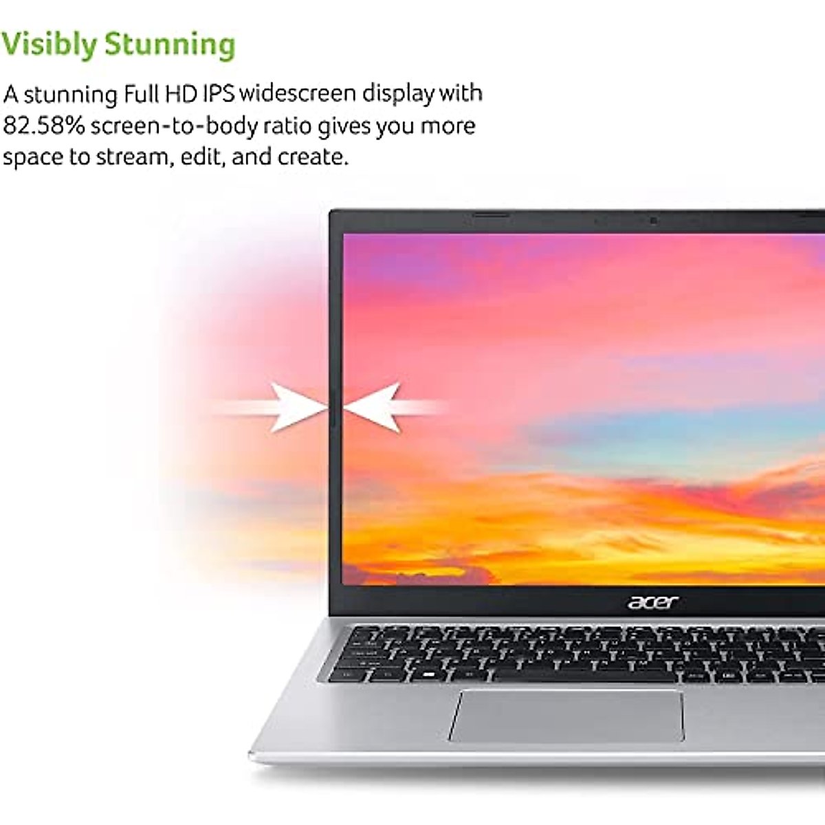 Acer Aspire 5 Slim Laptop, 15.6" FHD IPS Micro-Edge Display, 11th Gen Core i3-1115G4, 8GB DDR4 RAM, 256 PCIe SSD, USB-C, HDMI, RJ45, WiFi 6, Keypad, 1-Year MS 365, Silver, Win 11