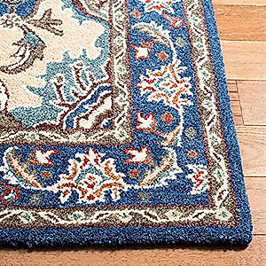 SAFAVIEH Antiquity Collection 8' x 10' Blue/Ivory AT520M Handmade Traditional Oriental Premium Wool Area Rug