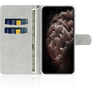 Guppy Bling Wallet Case Compatible with iPhone 14 Plus, PU Flip Blocking Wallet with Wrist Strap Magnetic Closure Built-in Kickstand Protective Case - Silver