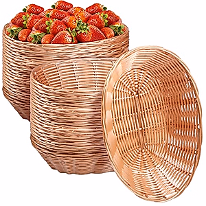 24 Pack Plastic Oval Basket Small Fruit Bread Basket Food Storage Basket Bin for Gifts Empty Home Kitchen Restaurant Food Serving Storage Display Decor