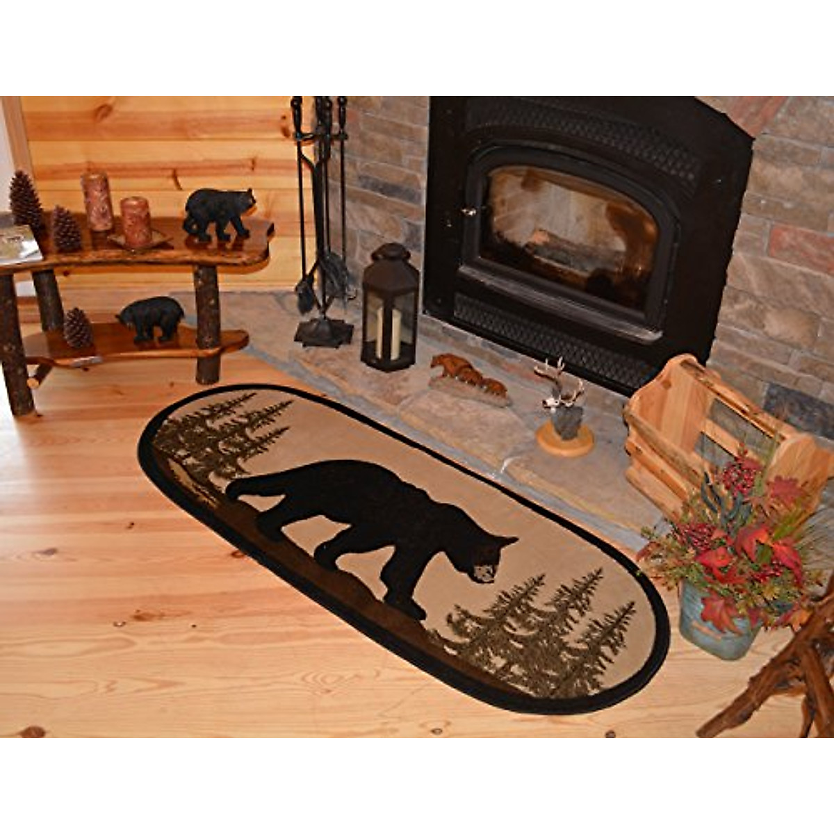 Rug Empire Rustic Lodge Novelty Area Rug, 26" W x 63" L, Bear Oval, Multi