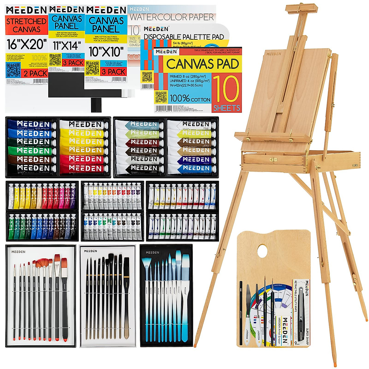 MEEDEN 149PCS Art Supplies with French Easel, All-in-one Painting Set for Artists