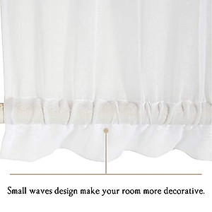 MIULEE Sheer Door Curtains 2 Panels Sidelight Window Treatment Curtains for Narrow Glass Door/Kitchen/Front Door Linen Textured 25 x 72 Inches with Tieback, White