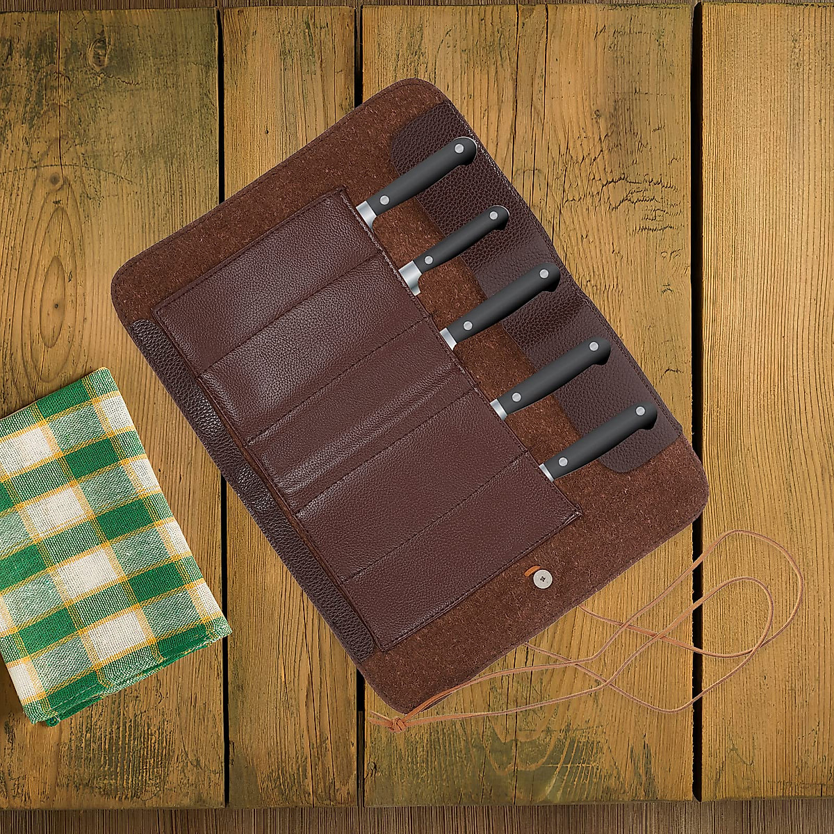 Rosarivae Chef Knife Roll Bag Tools Knives Roll Up Bag Carving Pocket Knives Leather Bag Storage Organizer - Knives not Included