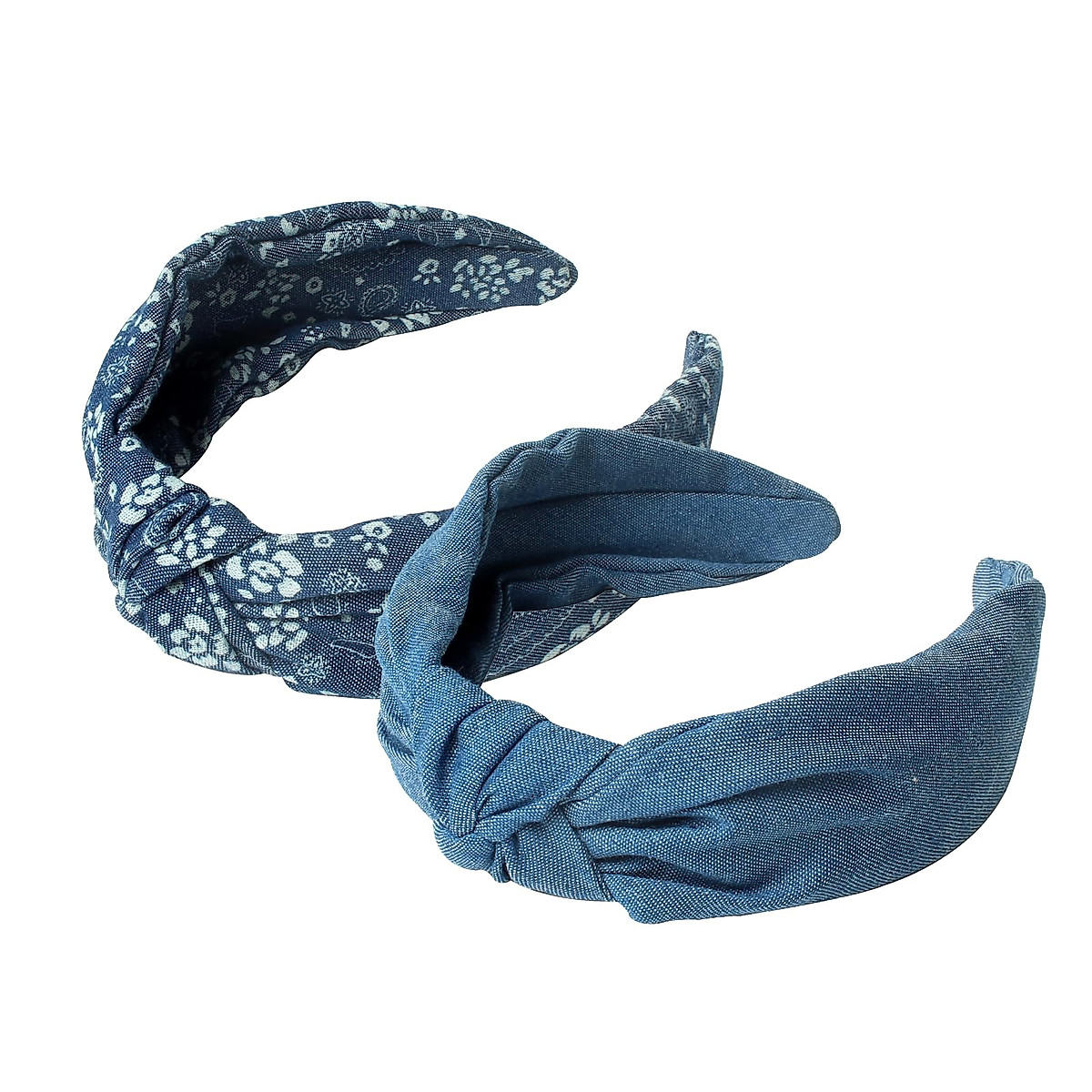 Cuizhiyu 3Pack Denim Knot Headband Knotted Wide Headband for Women,Blue Knot Headbands Non slip Hairbands Girls Fabric Headband Hair Accessories